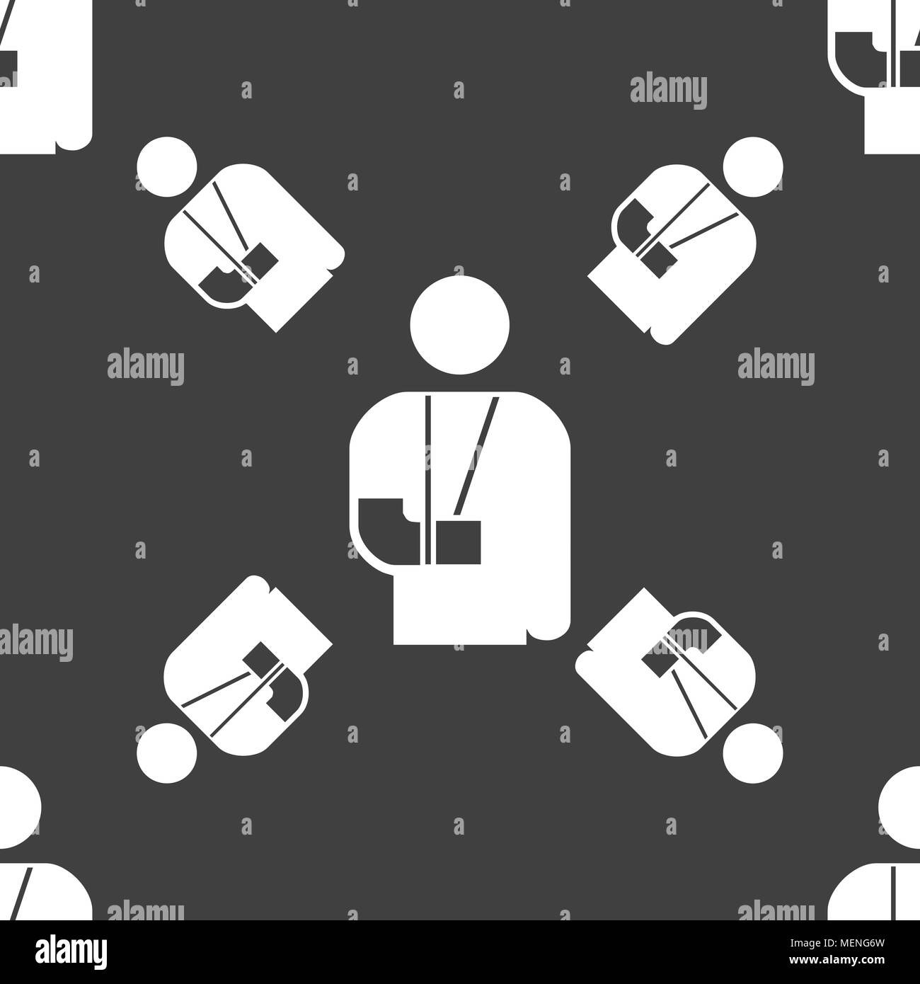 broken arm, disability icon sign. Seamless pattern on a gray background ...