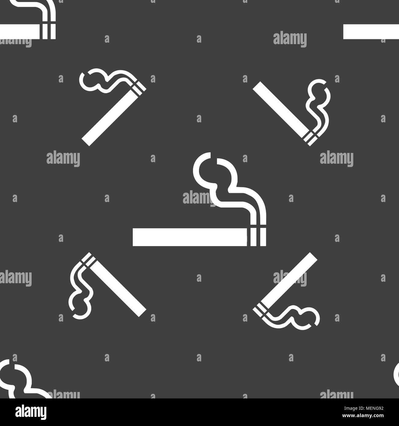 cigarette smoke icon sign. Seamless pattern on a gray background ...