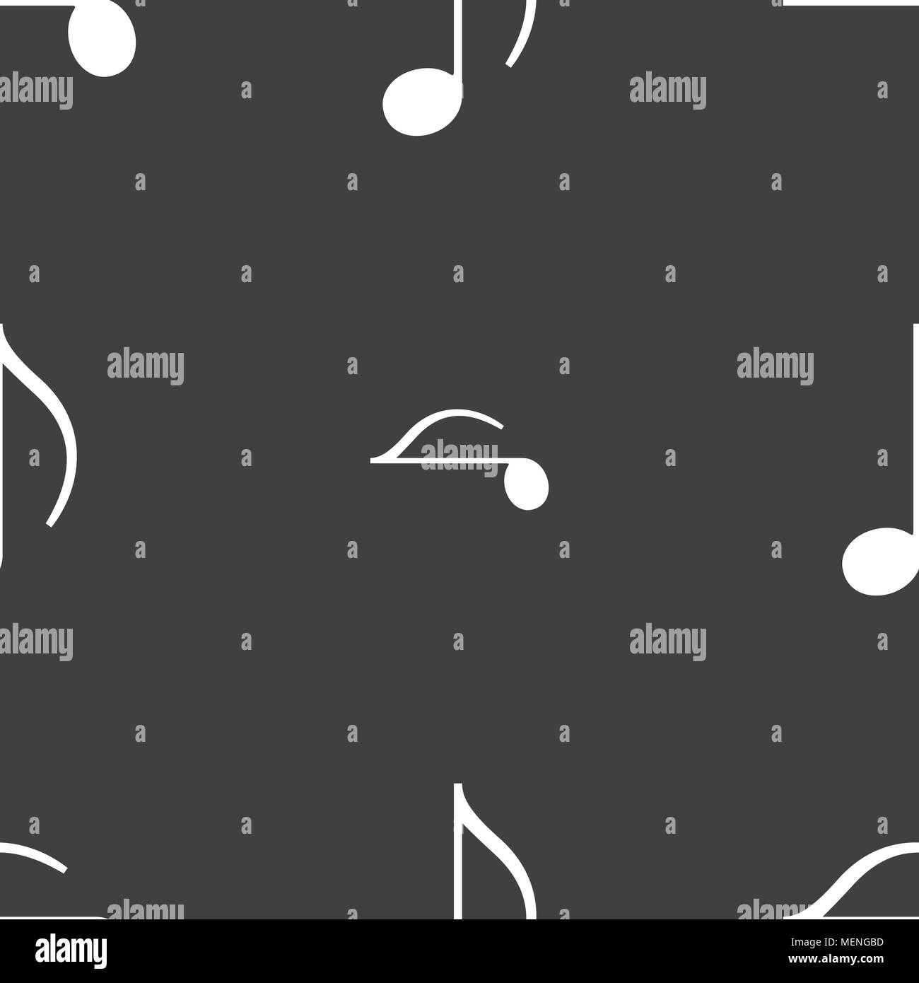 musical note, music, ringtone icon sign. Seamless pattern on a gray ...