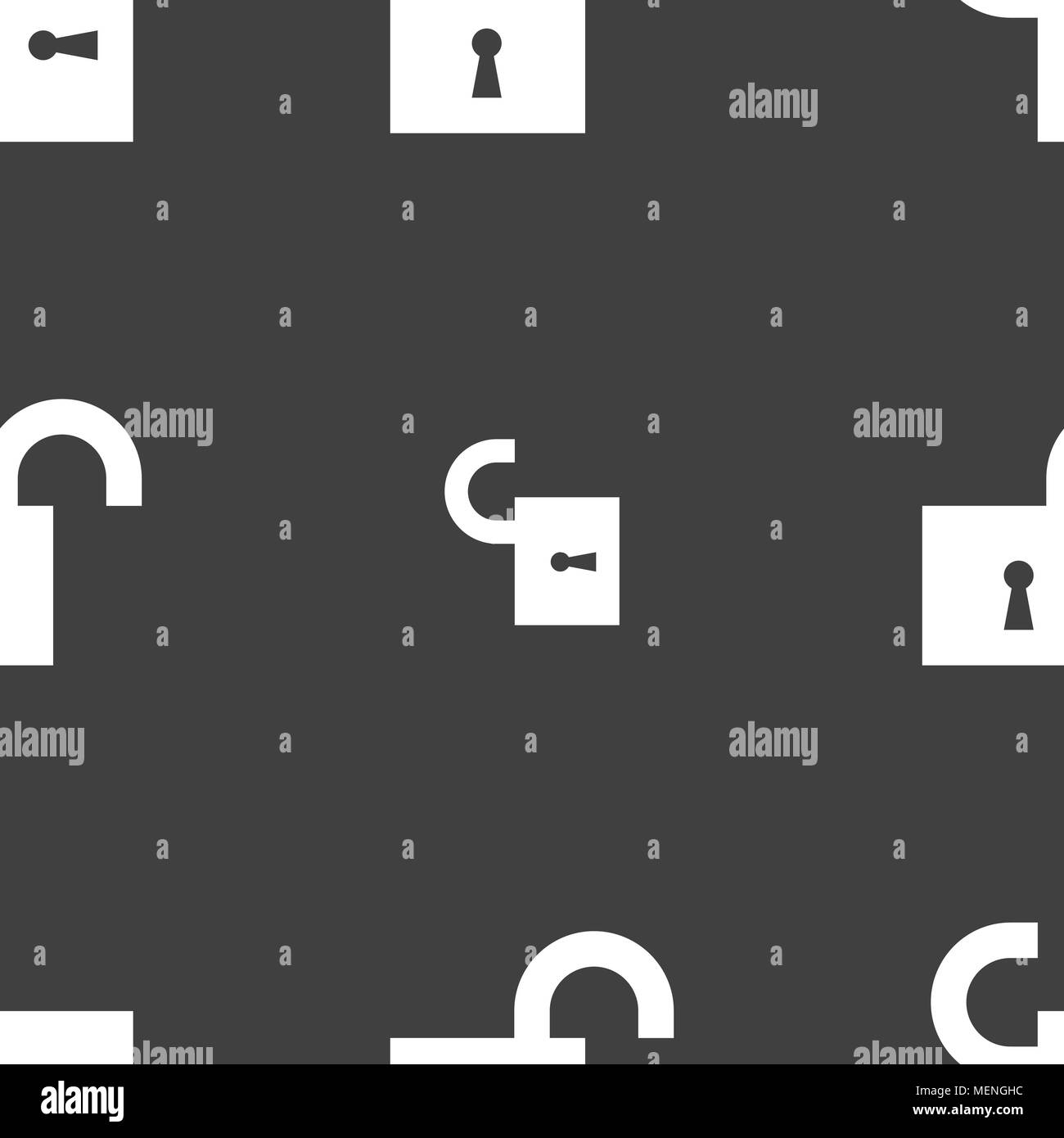 open lock icon sign. Seamless pattern on a gray background. Vector ...