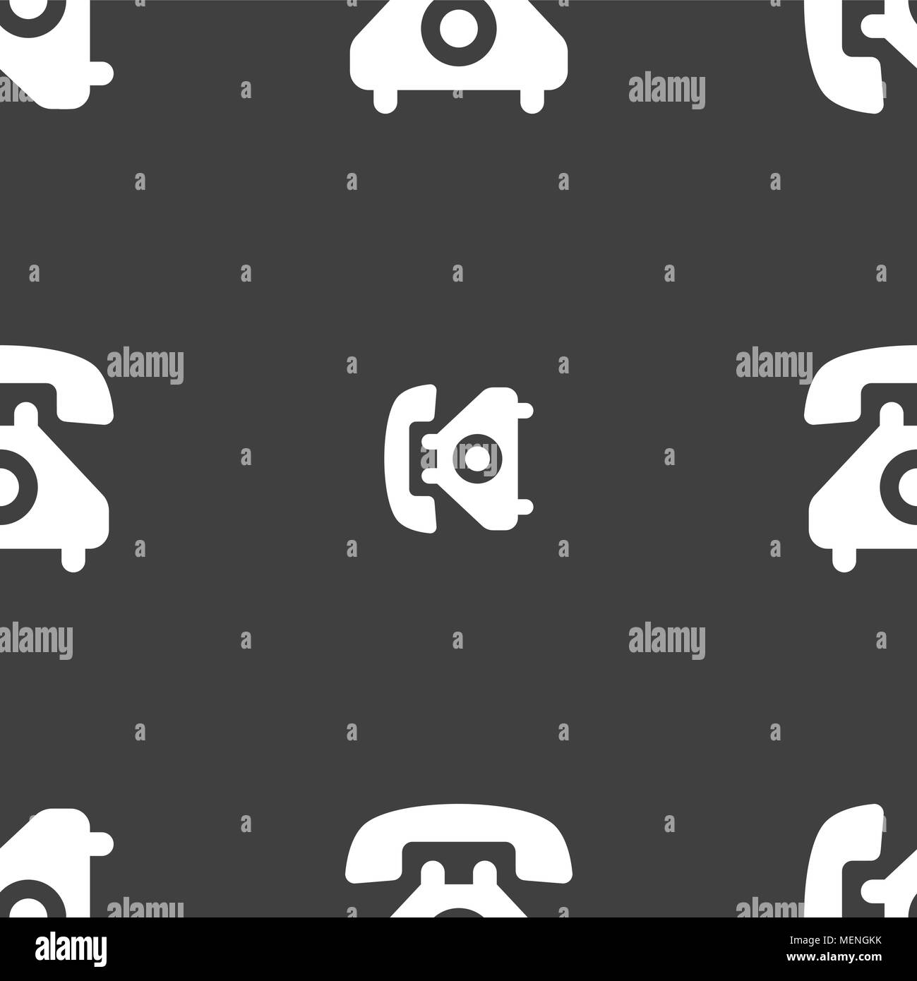 retro telephone handset icon sign. Seamless pattern on a gray ...
