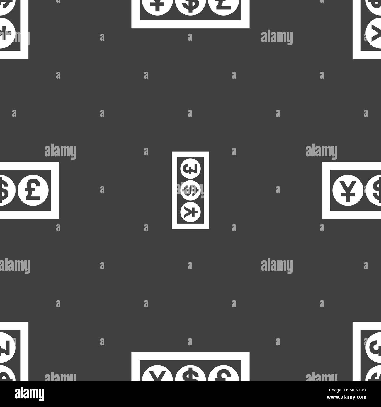 Cash currency icon sign. Seamless pattern on a gray background. Vector ...
