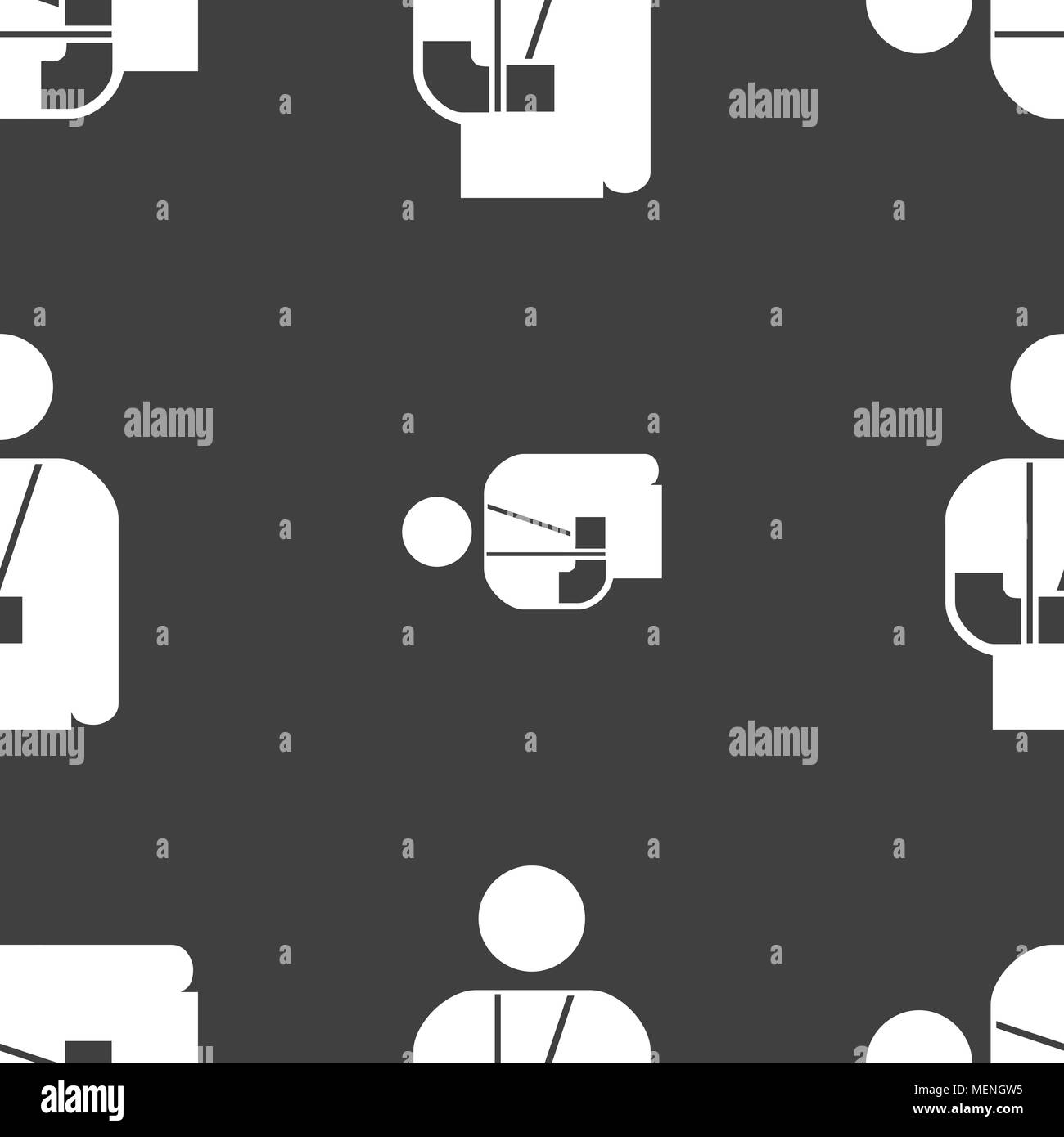 broken arm, disability icon sign. Seamless pattern on a gray background ...