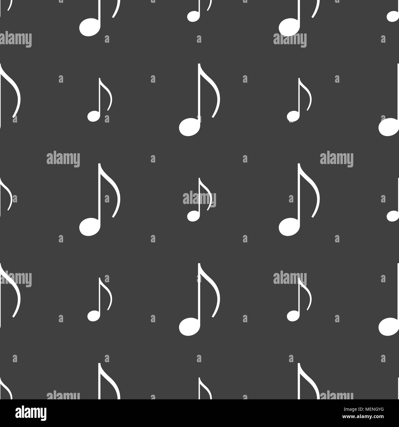 musical note, music, ringtone icon sign. Seamless pattern on a gray ...