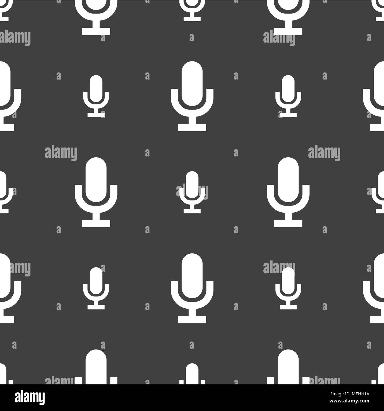 microphone icon sign. Seamless pattern on a gray background. Vector ...