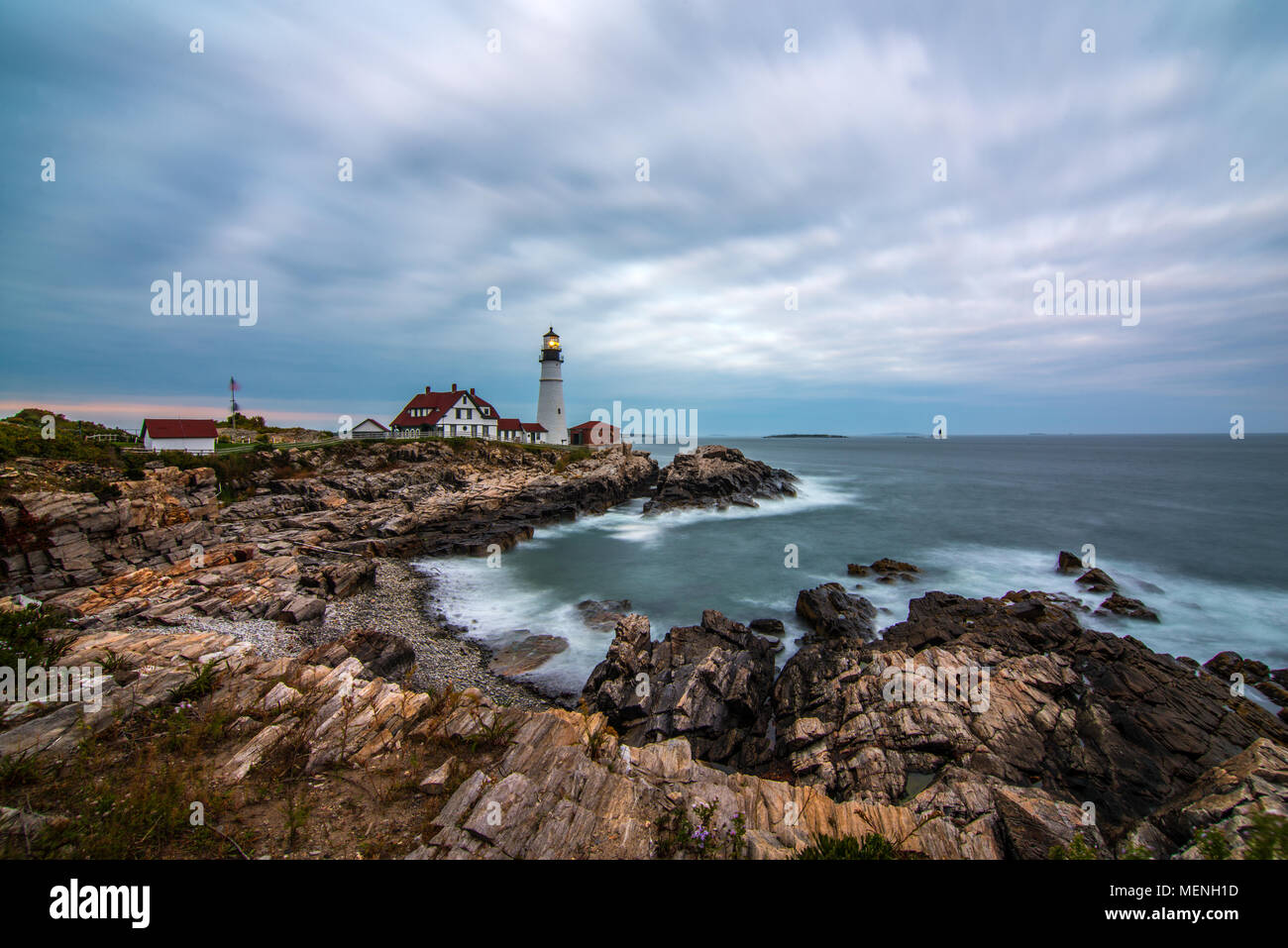 Beavertail Lighthouse in Jamestown Rhode Island Stock Photo - Alamy