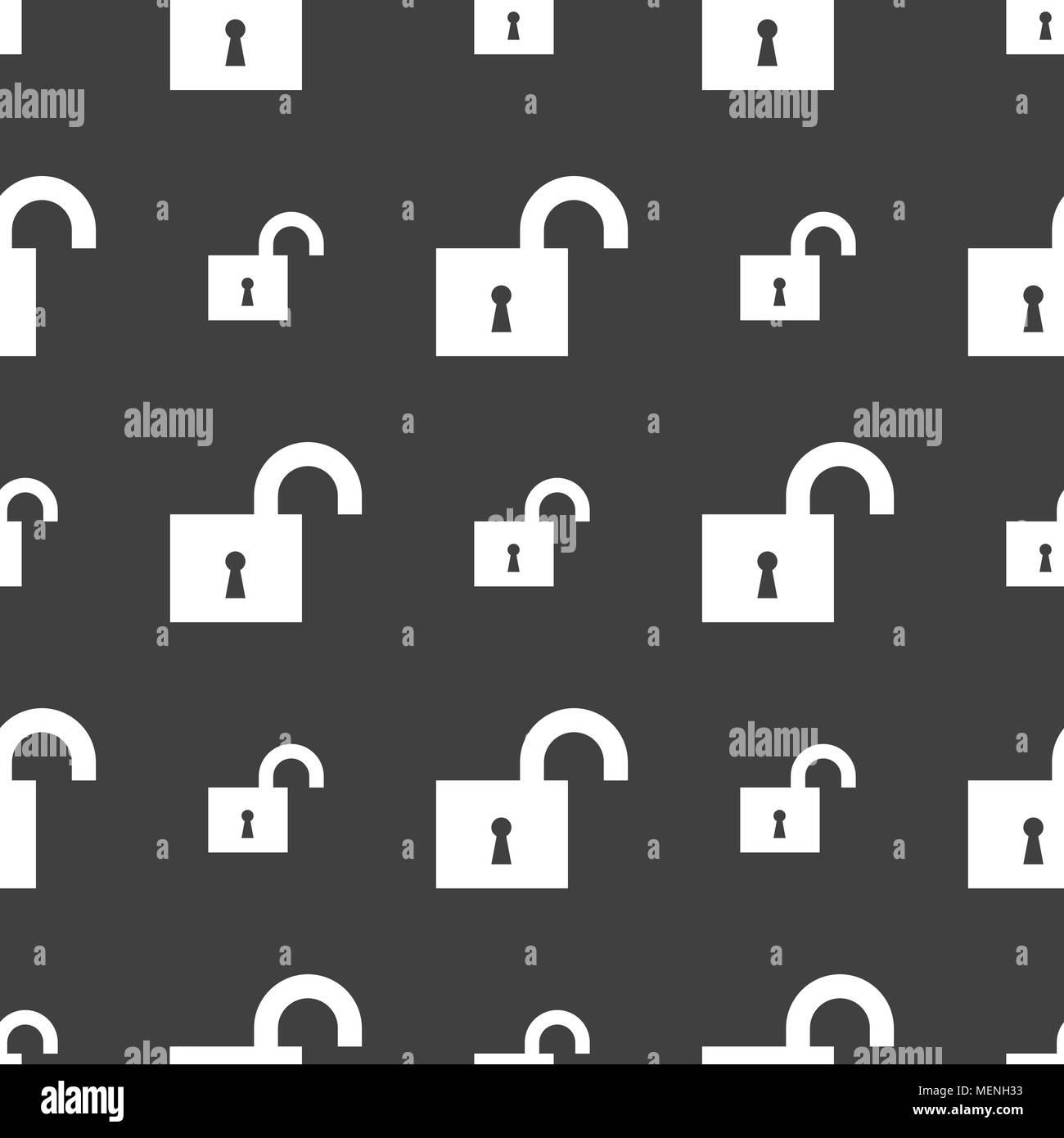 open lock icon sign. Seamless pattern on a gray background. Vector ...