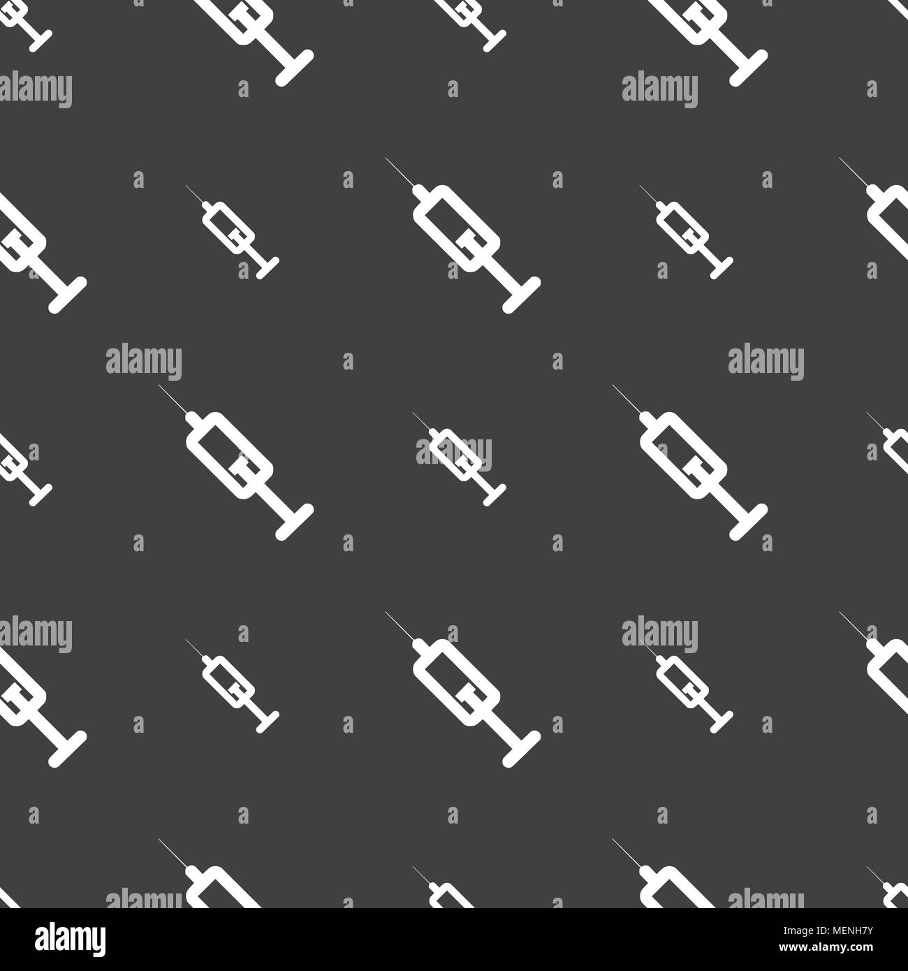 syringe icon sign. Seamless pattern on a gray background. Vector ...