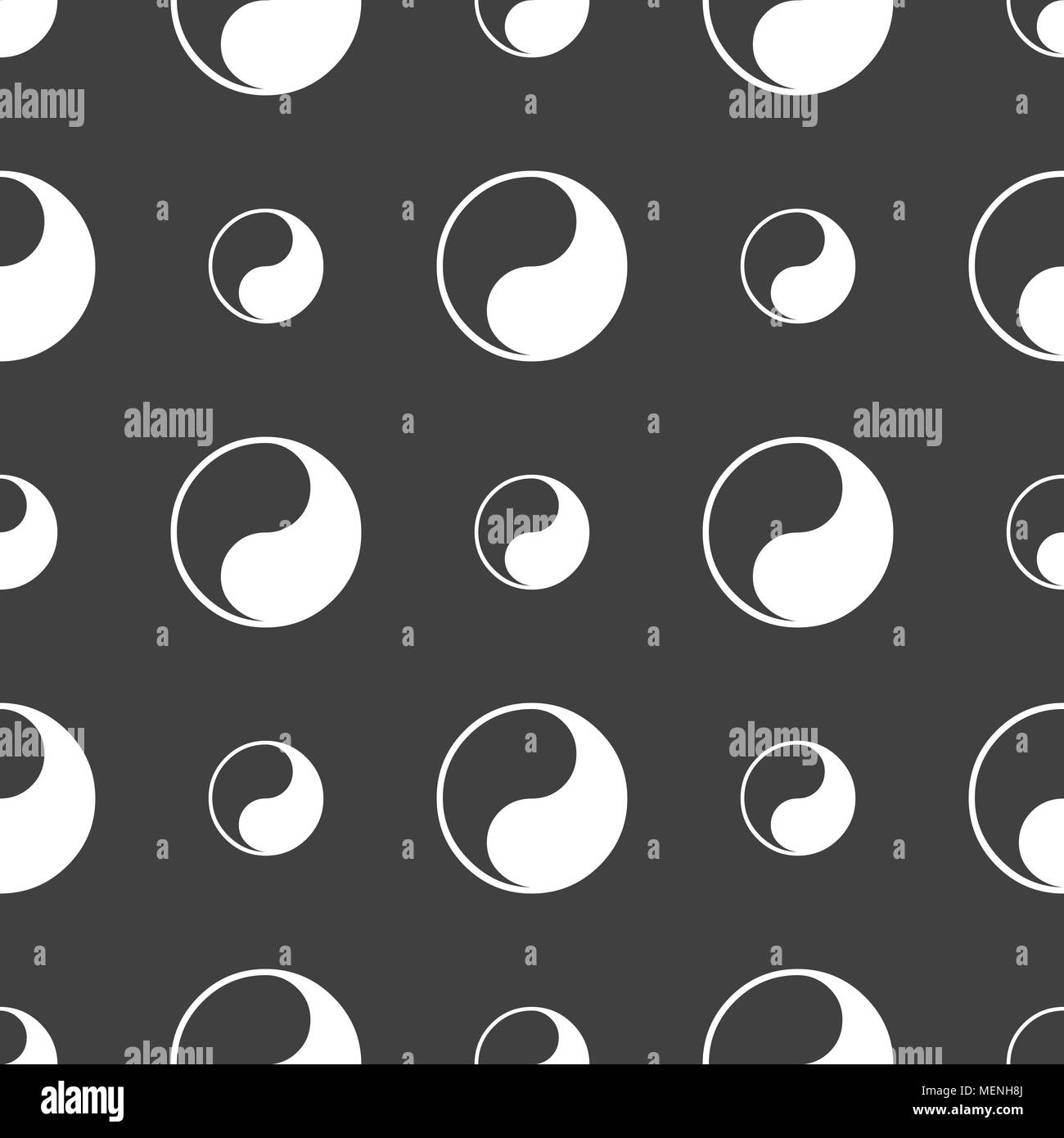 Yin Yang icon sign. Seamless pattern on a gray background. Vector ...