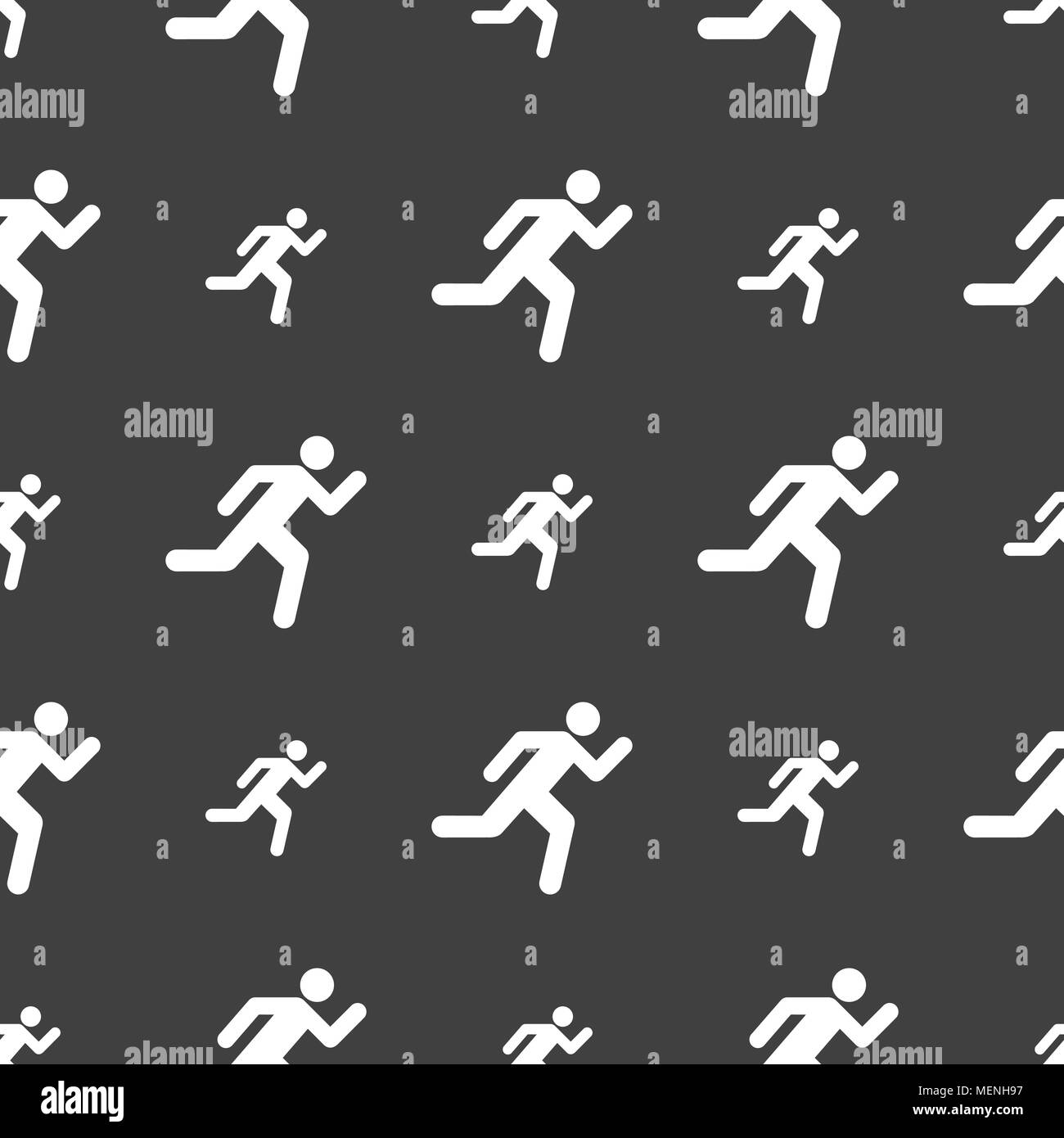 running man icon sign. Seamless pattern on a gray background. Vector ...