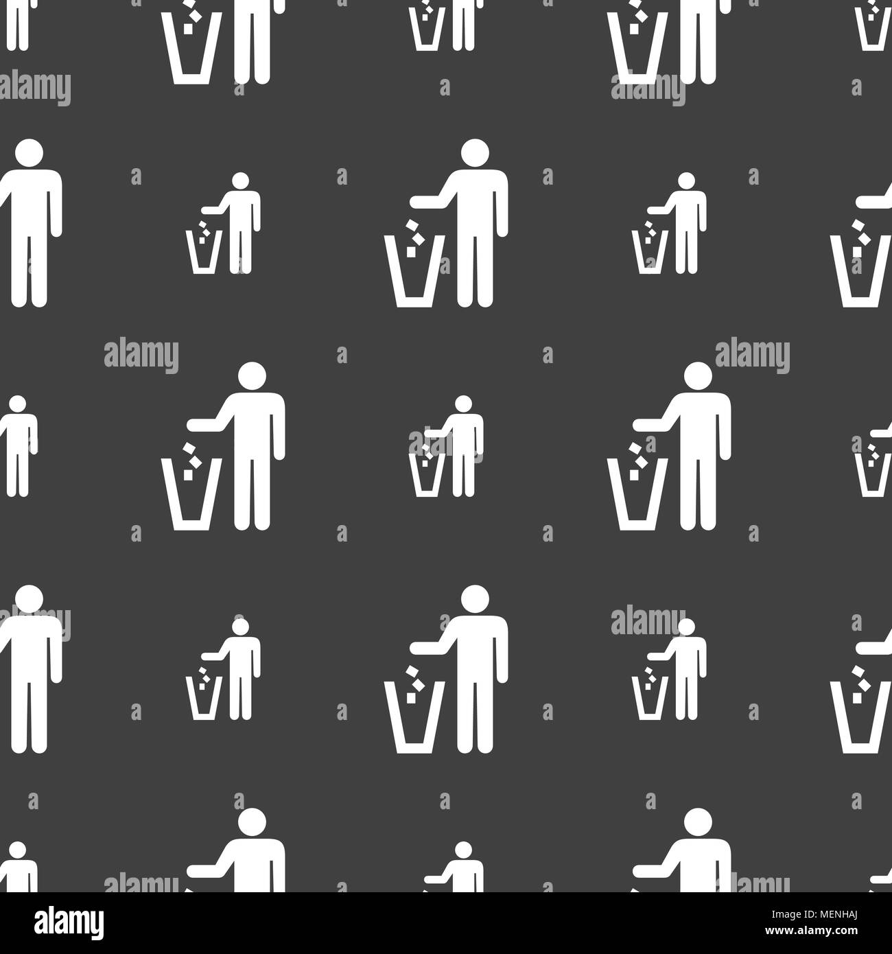 throw away the trash icon sign. Seamless pattern on a gray background ...