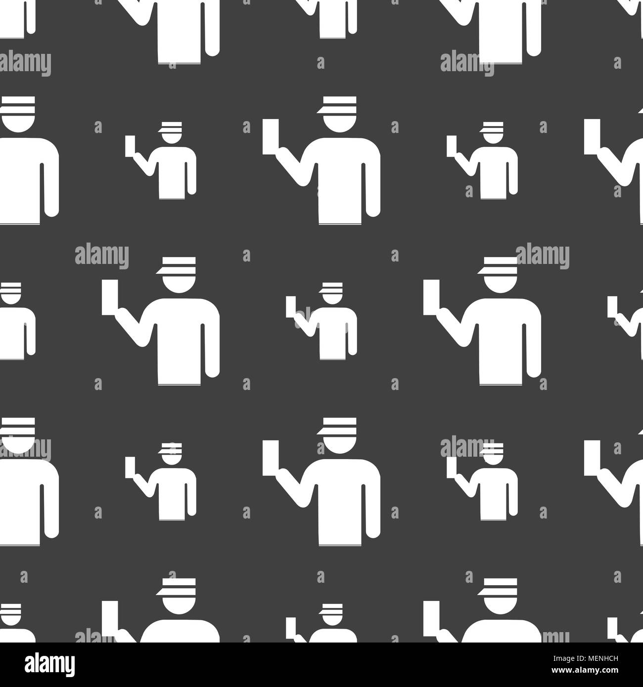 Inspector icon sign. Seamless pattern on a gray background. Vector ...