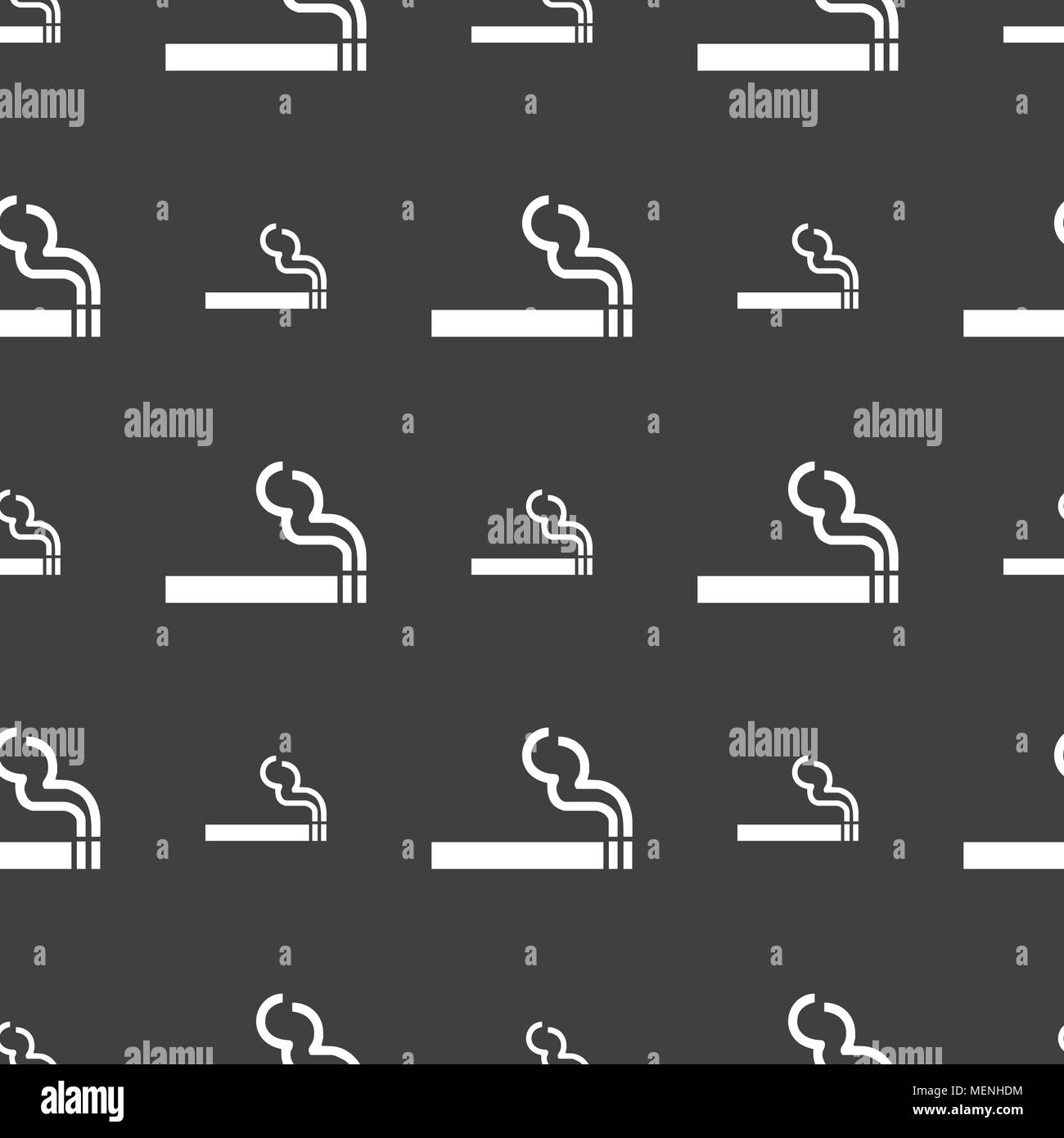 cigarette smoke icon sign. Seamless pattern on a gray background ...