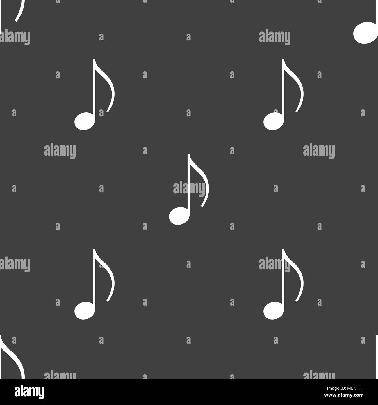 musical note, music, ringtone icon sign. Seamless pattern on a gray ...
