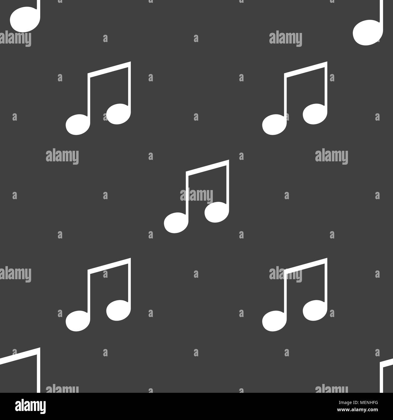 musical note, music, ringtone icon sign. Seamless pattern on a gray ...