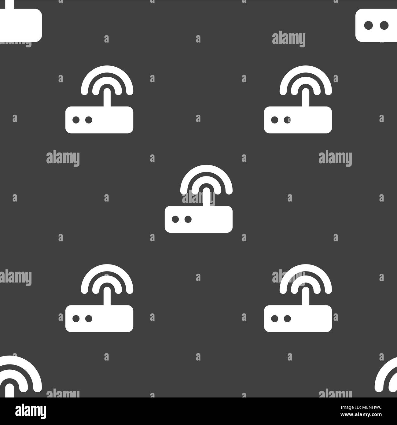 Wi fi router icon sign. Seamless pattern on a gray background. Vector ...