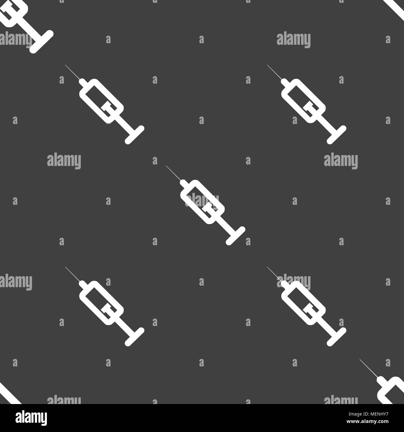 syringe icon sign. Seamless pattern on a gray background. Vector ...