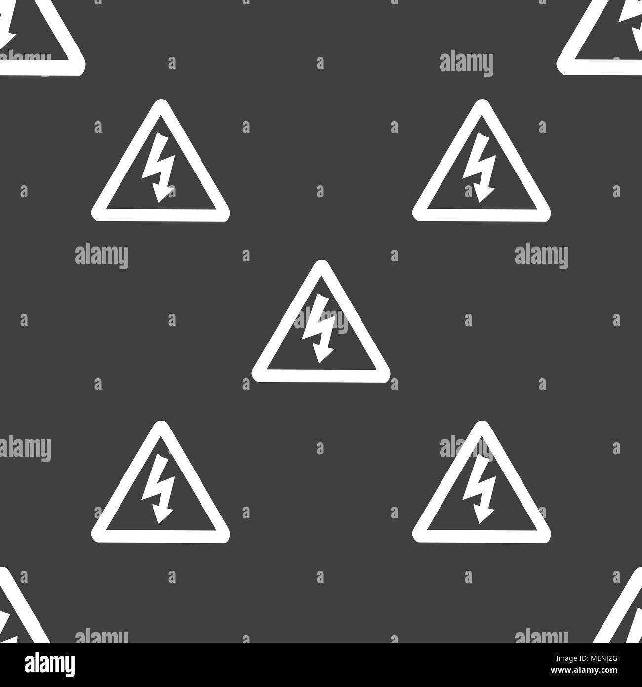 voltage icon sign. Seamless pattern on a gray background. Vector ...