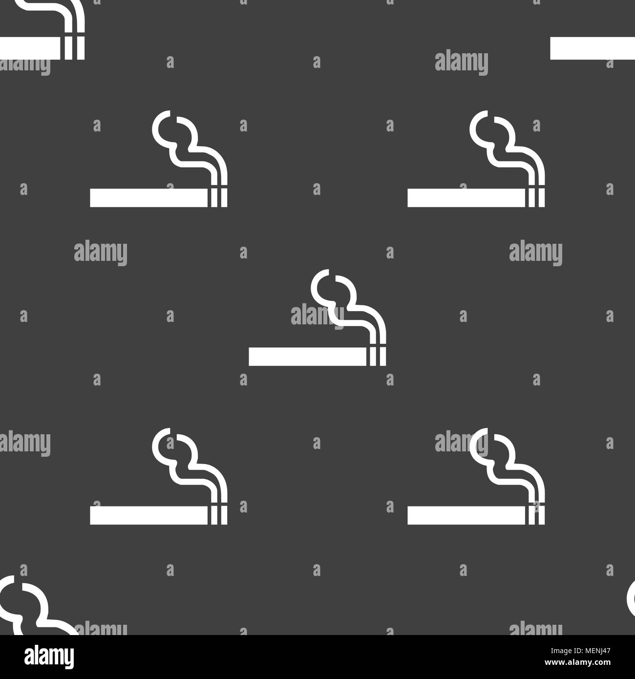 cigarette smoke icon sign. Seamless pattern on a gray background ...