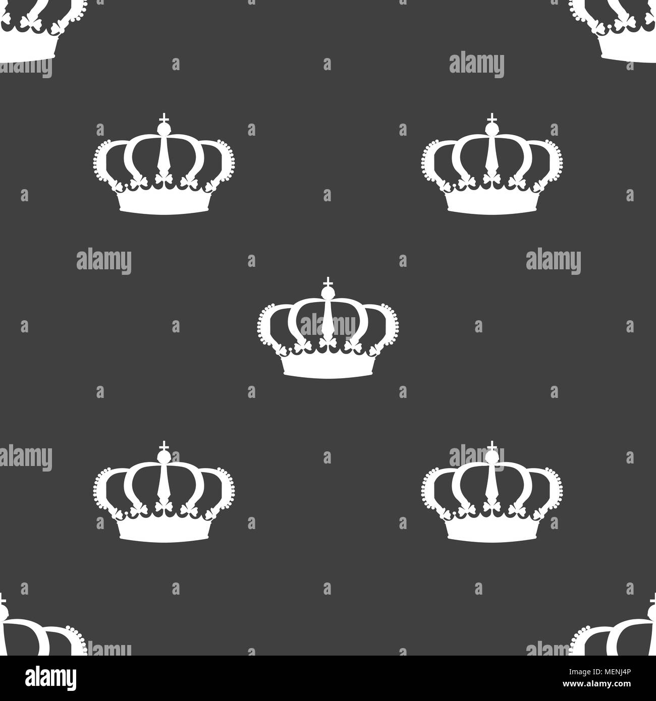 Crown icon sign. Seamless pattern on a gray background. Vector ...