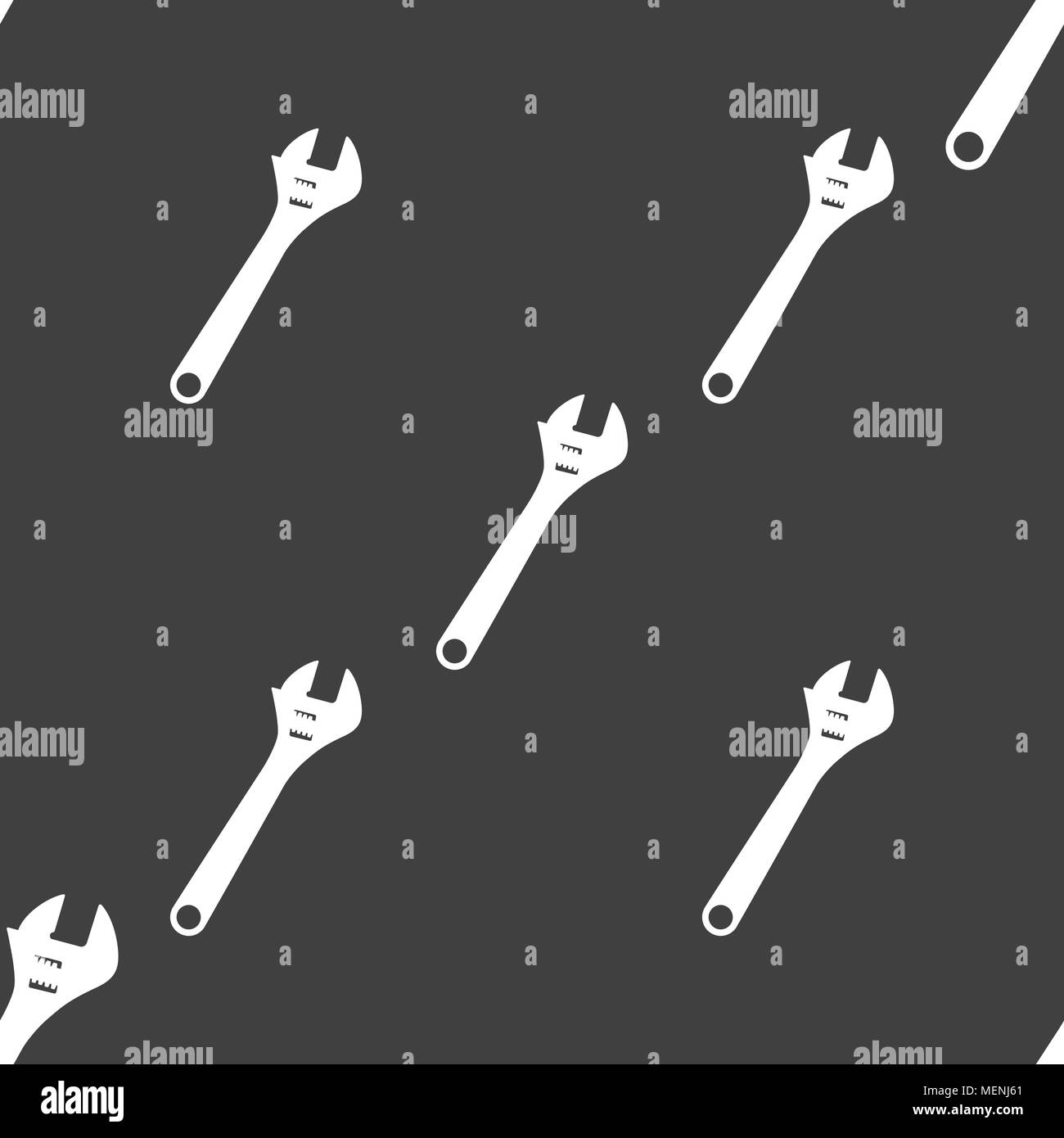 wrench icon sign. Seamless pattern on a gray background. Vector ...