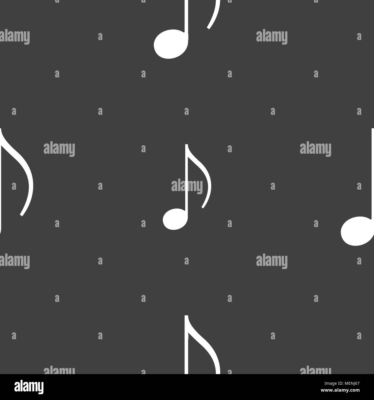 musical note, music, ringtone icon sign. Seamless pattern on a gray ...