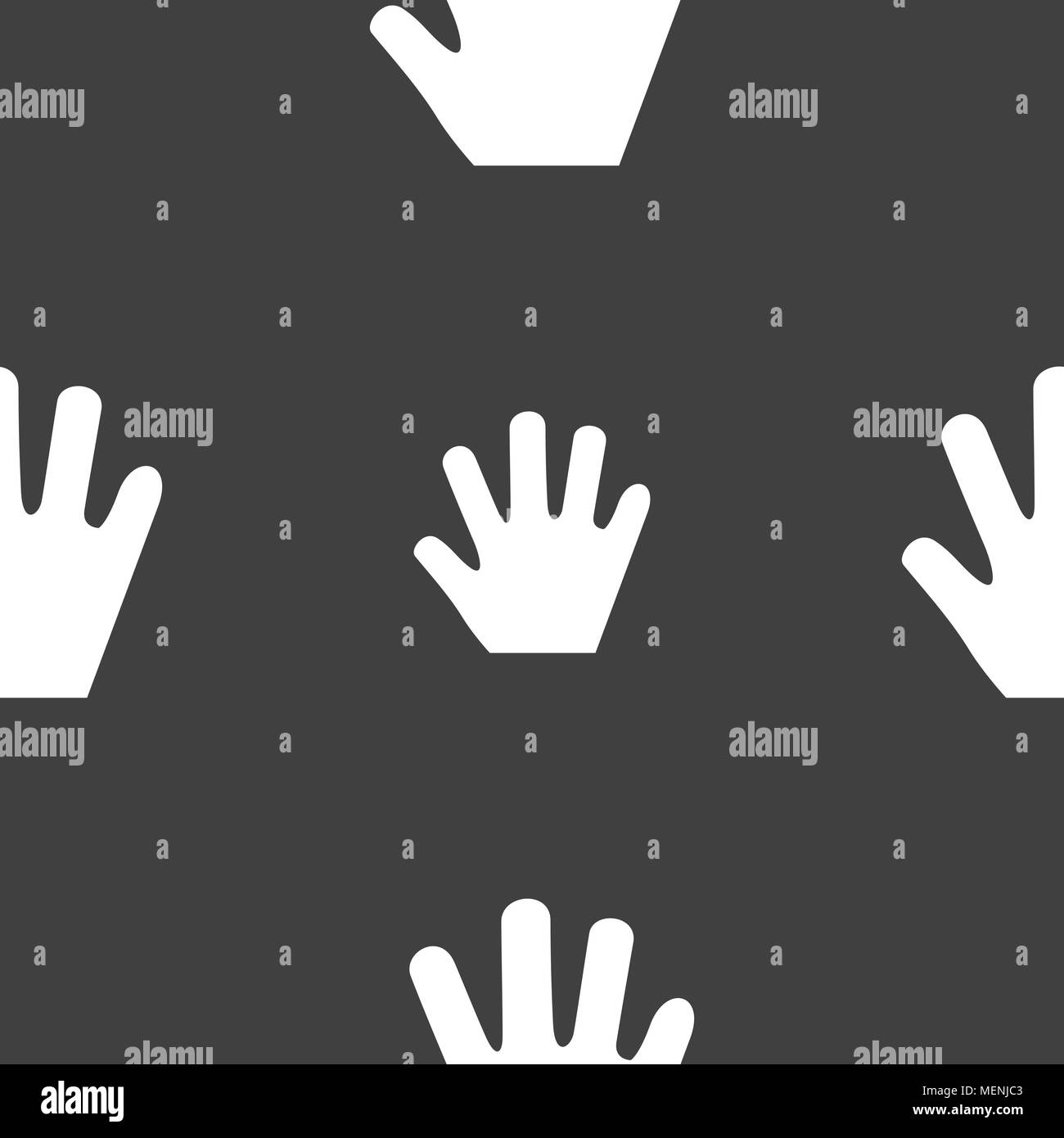 Hand icon sign. Seamless pattern on a gray background. Vector ...