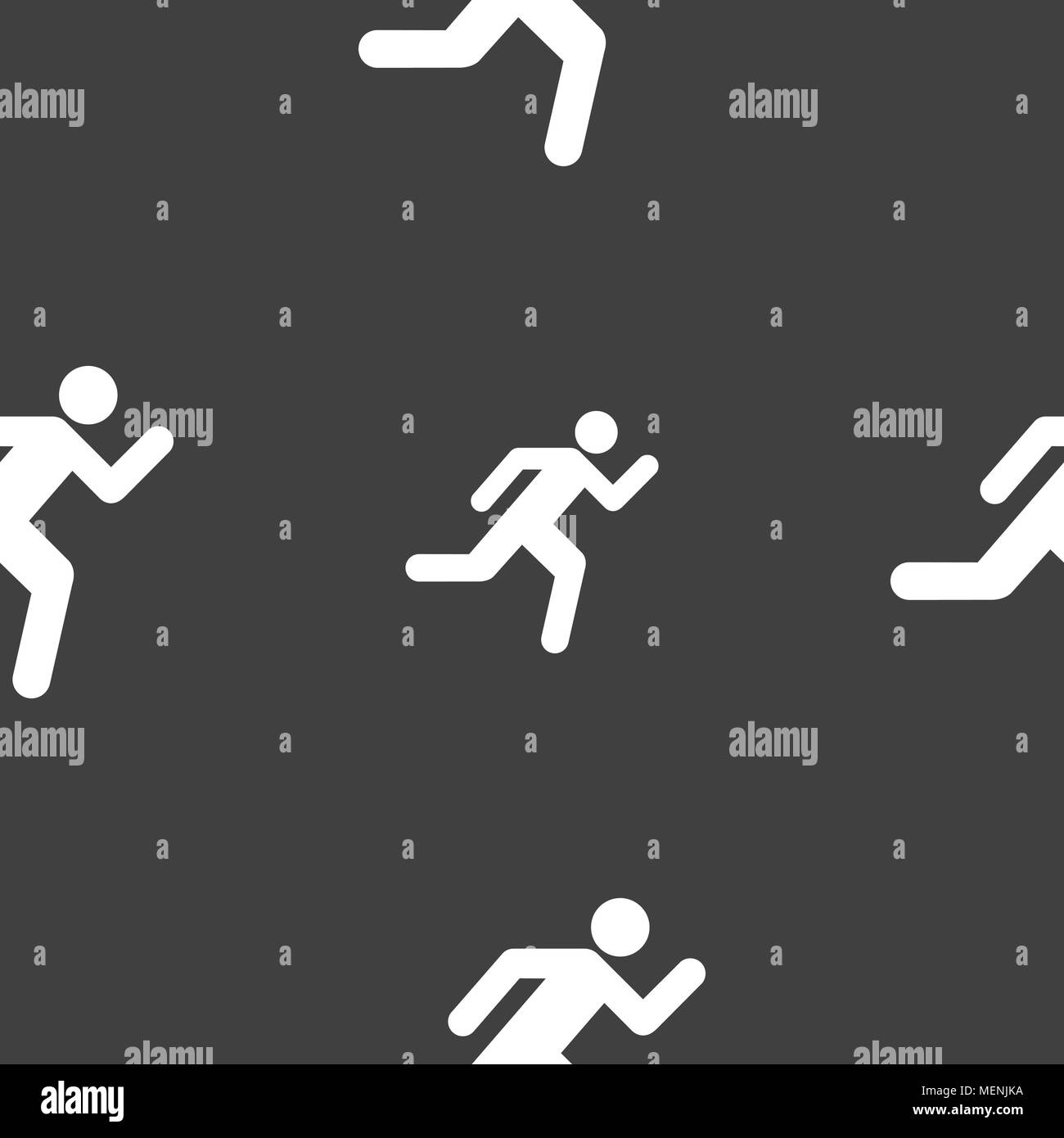 running man icon sign. Seamless pattern on a gray background. Vector ...