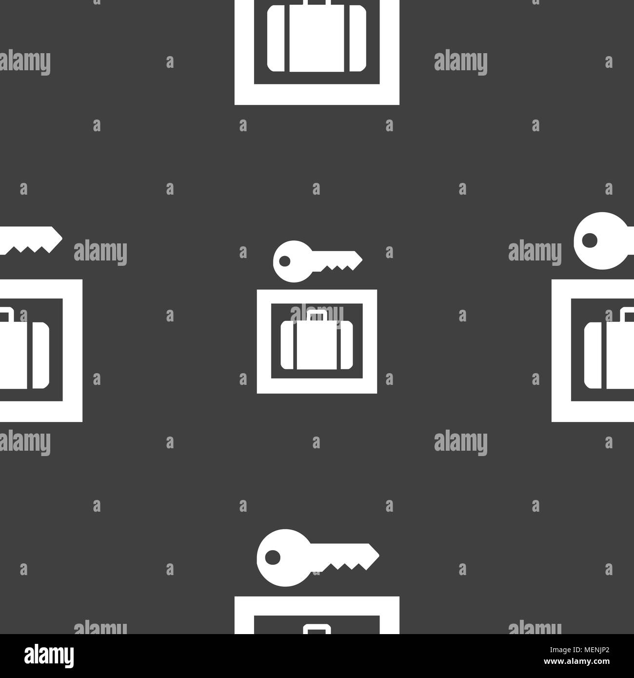 Luggage Storage icon sign. Seamless pattern on a gray background ...