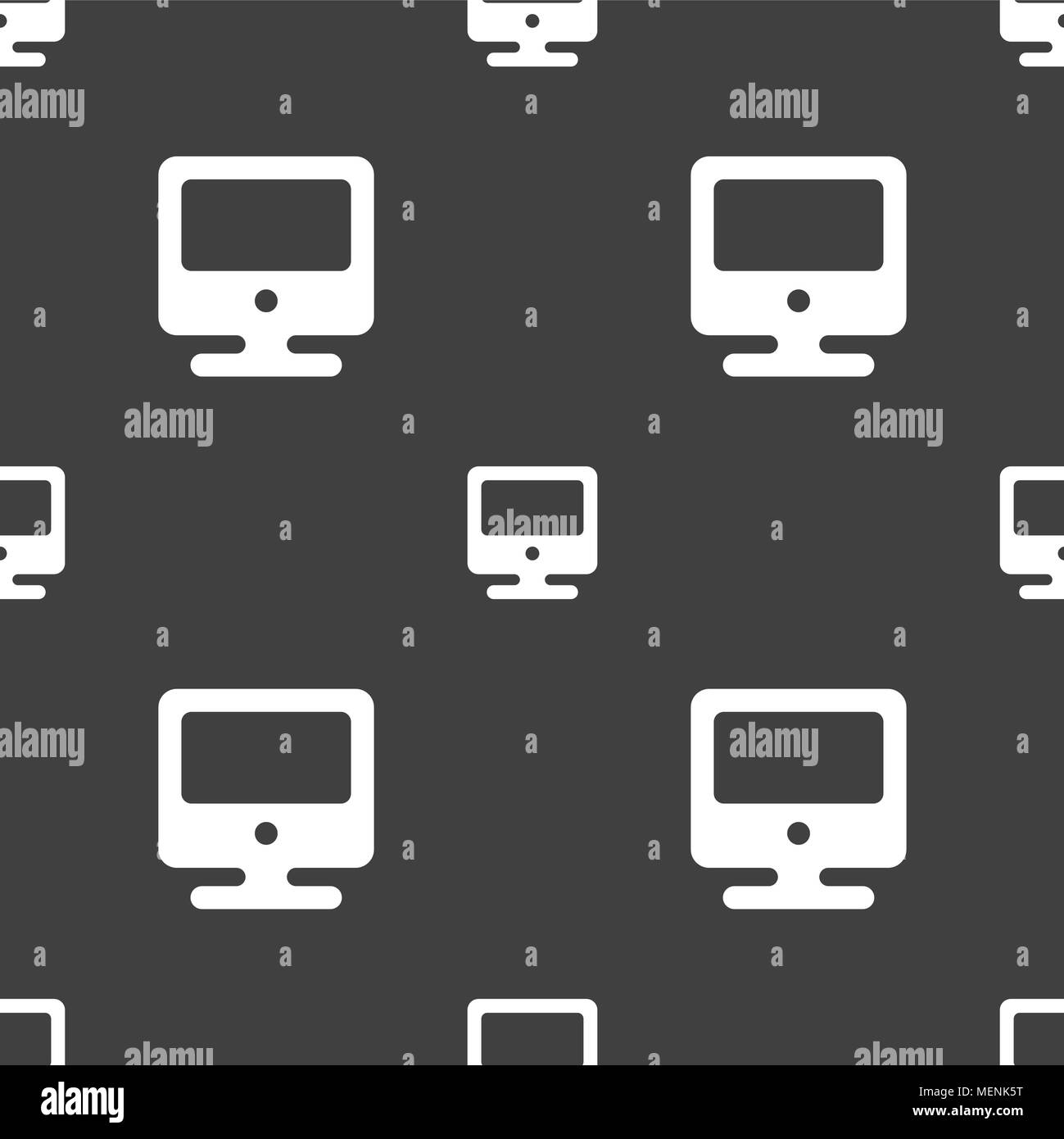 monitor icon sign. Seamless pattern on a gray background. Vector ...