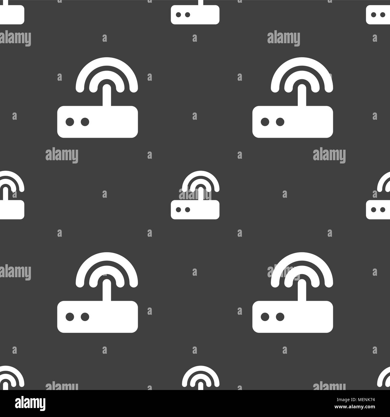 Wi fi router icon sign. Seamless pattern on a gray background. Vector ...