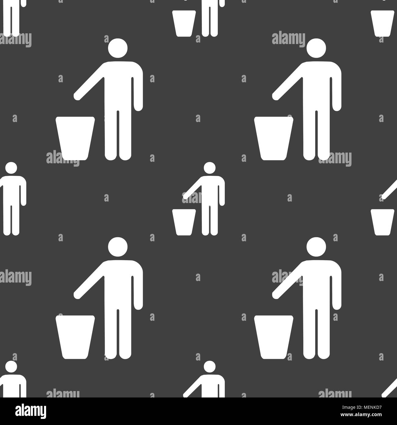 throw away the trash icon sign. Seamless pattern on a gray background ...