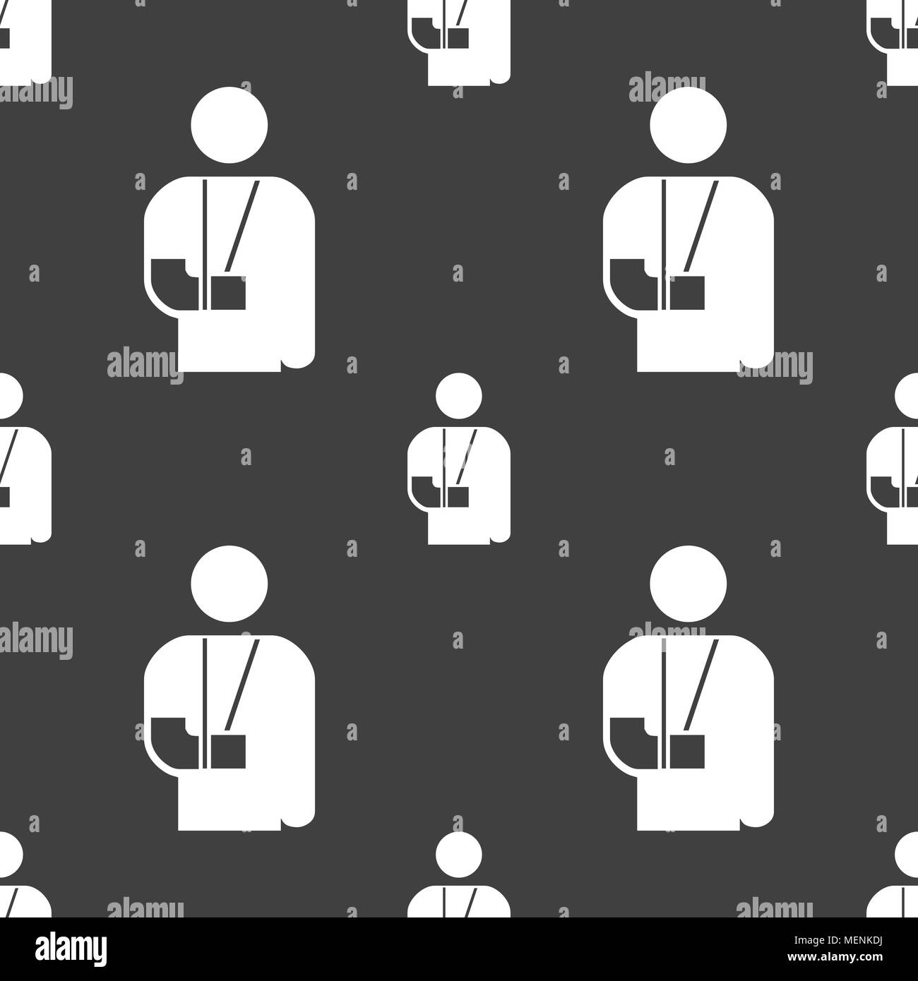 broken arm, disability icon sign. Seamless pattern on a gray background ...