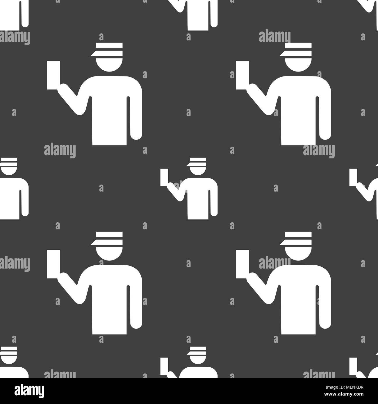 Inspector icon sign. Seamless pattern on a gray background. Vector ...