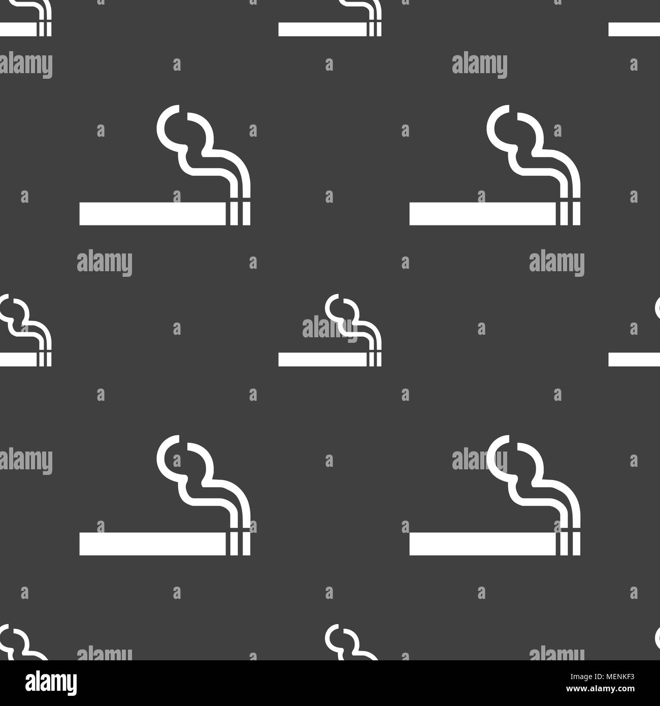 cigarette smoke icon sign. Seamless pattern on a gray background ...