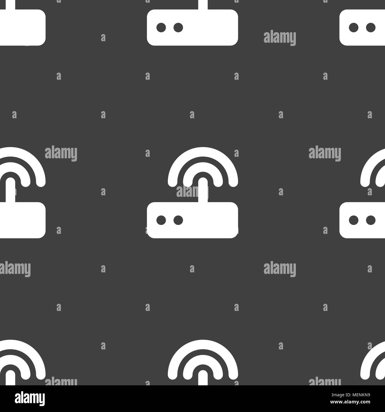 Wi fi router icon sign. Seamless pattern on a gray background. Vector ...