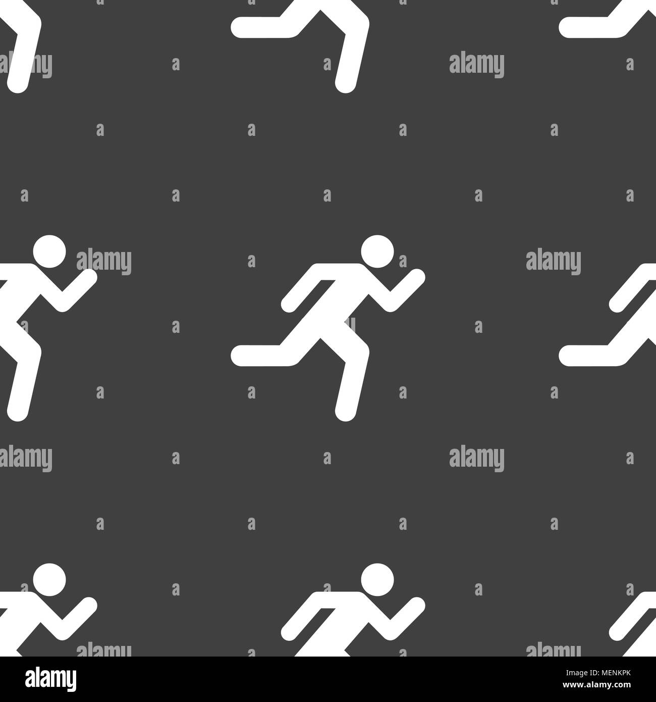 running man icon sign. Seamless pattern on a gray background. Vector ...