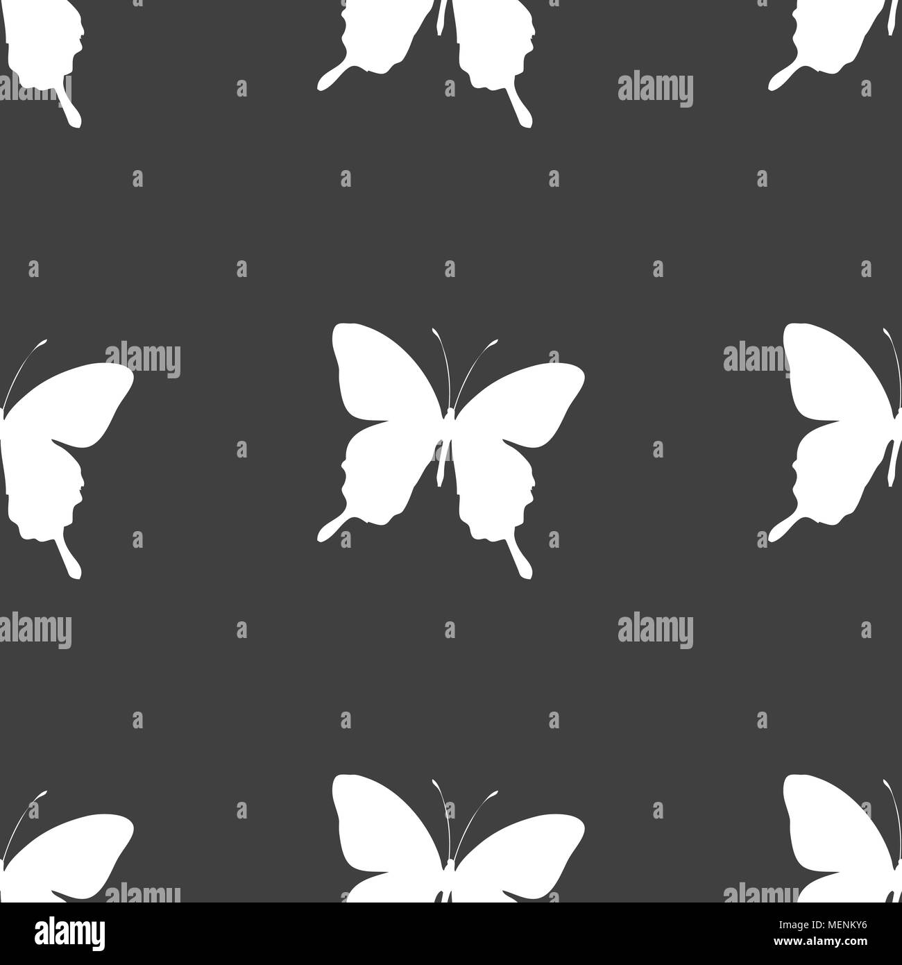 butterfly icon sign. Seamless pattern on a gray background. Vector ...