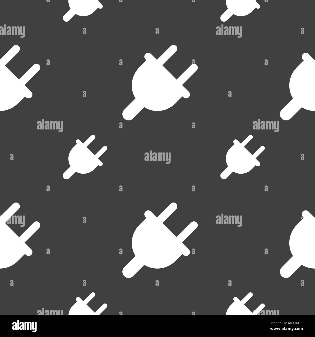 Electric plug, Power energy icon sign. Seamless pattern on a gray ...