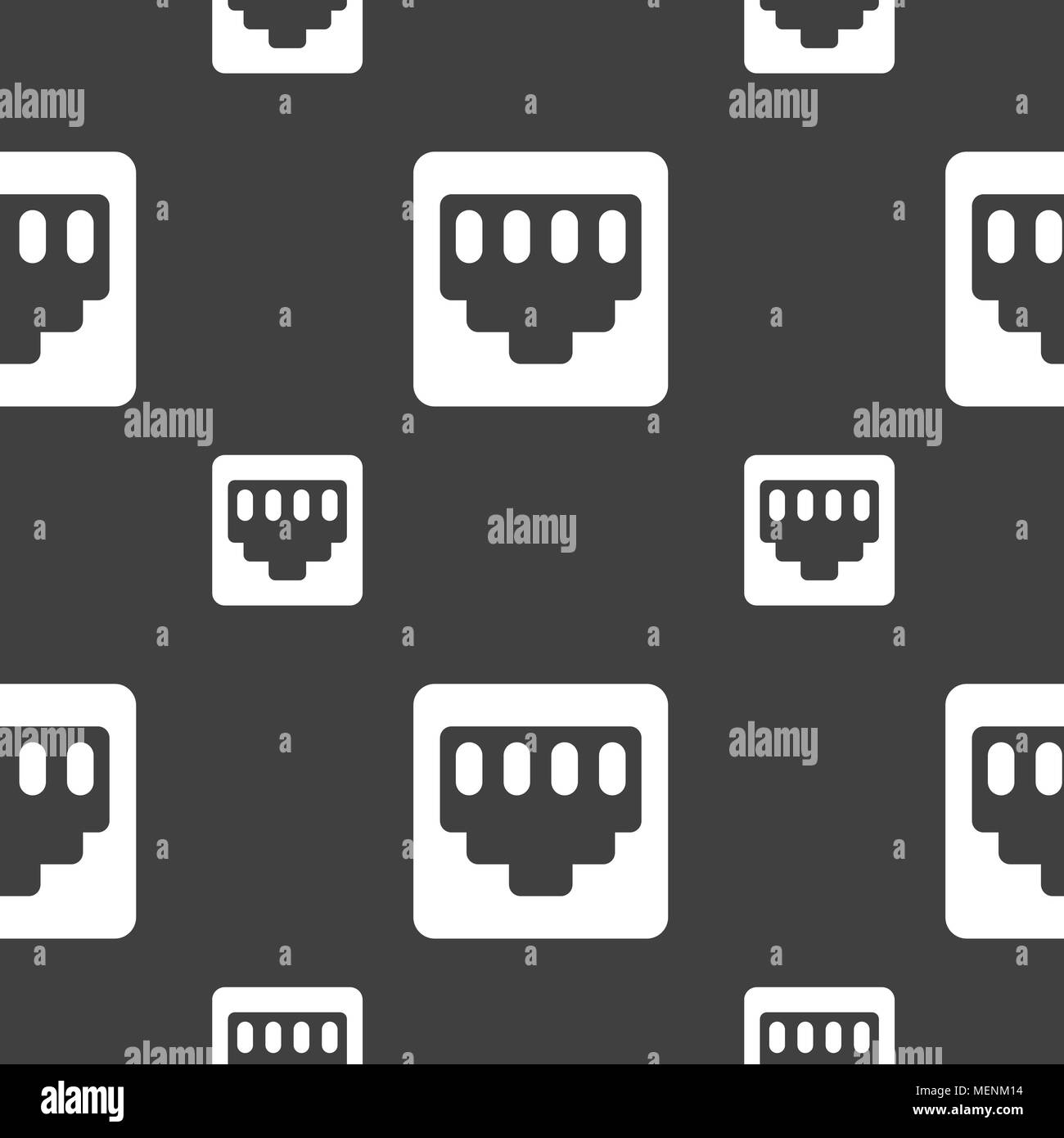 cable rj45, Patch Cord icon sign. Seamless pattern on a gray background ...