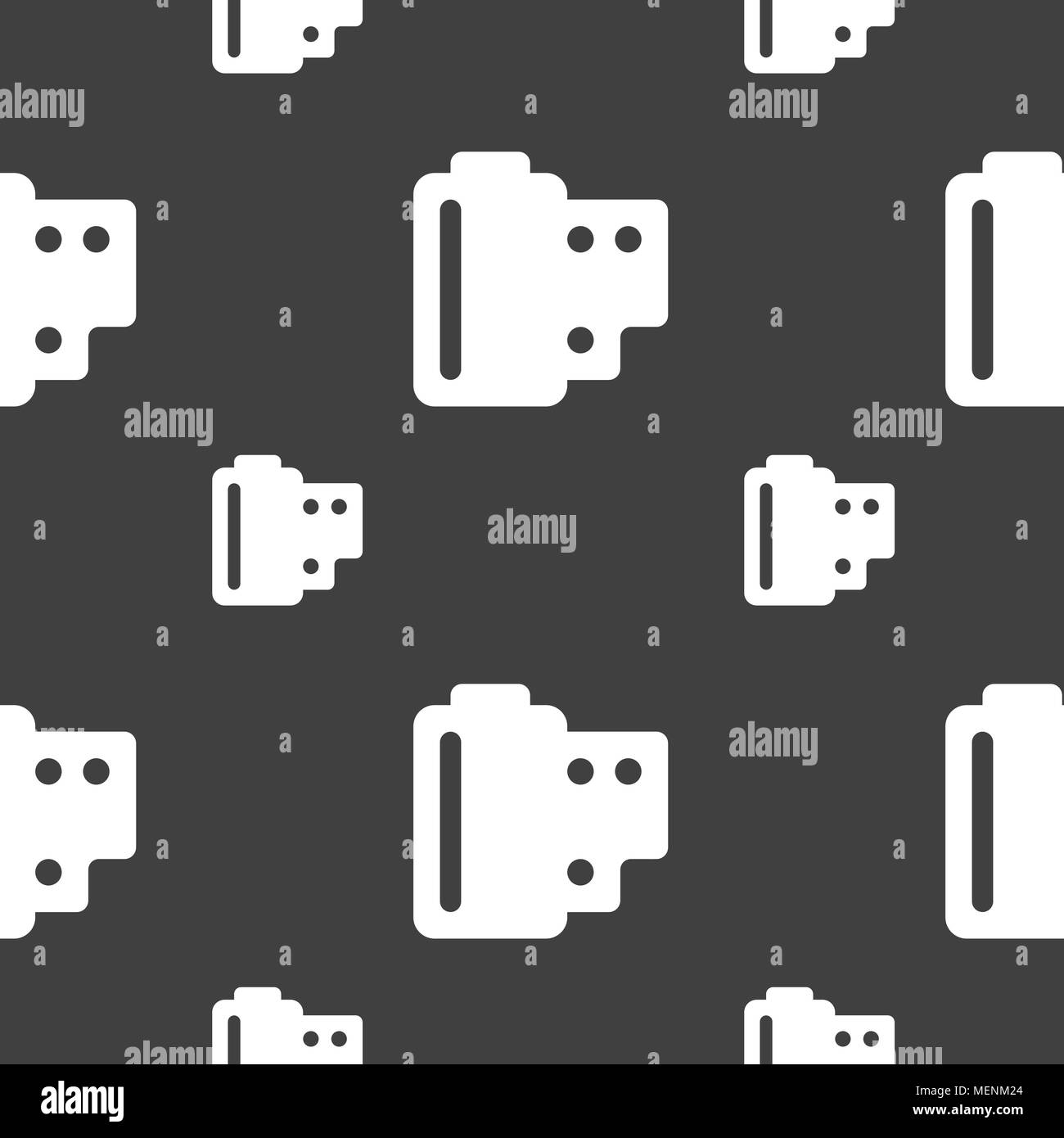35 mm negative films icon sign. Seamless pattern on a gray background ...