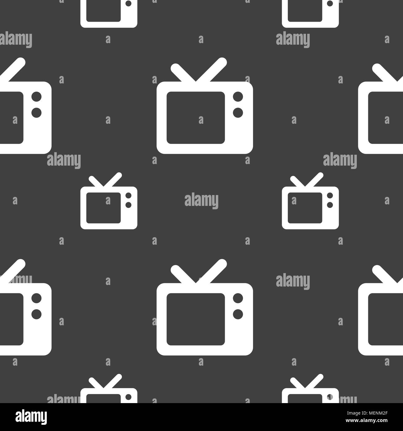 Retro TV icon sign. Seamless pattern on a gray background. Vector ...