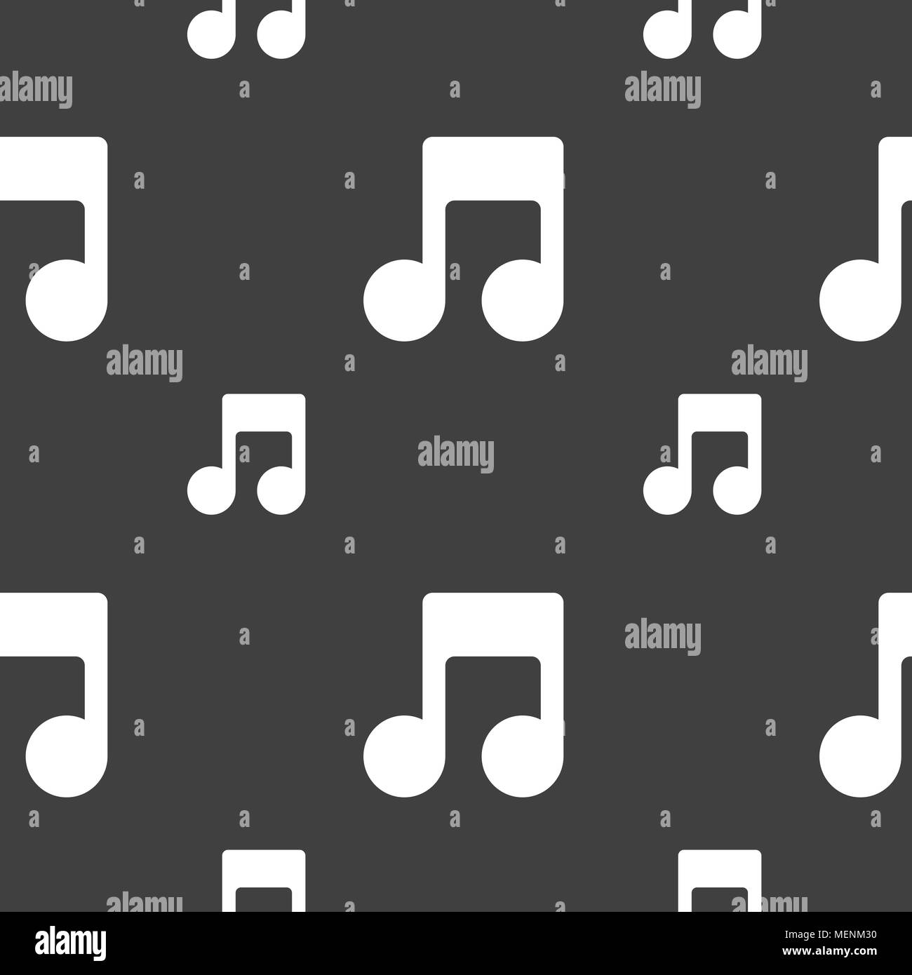 Music note icon sign. Seamless pattern on a gray background. Vector ...