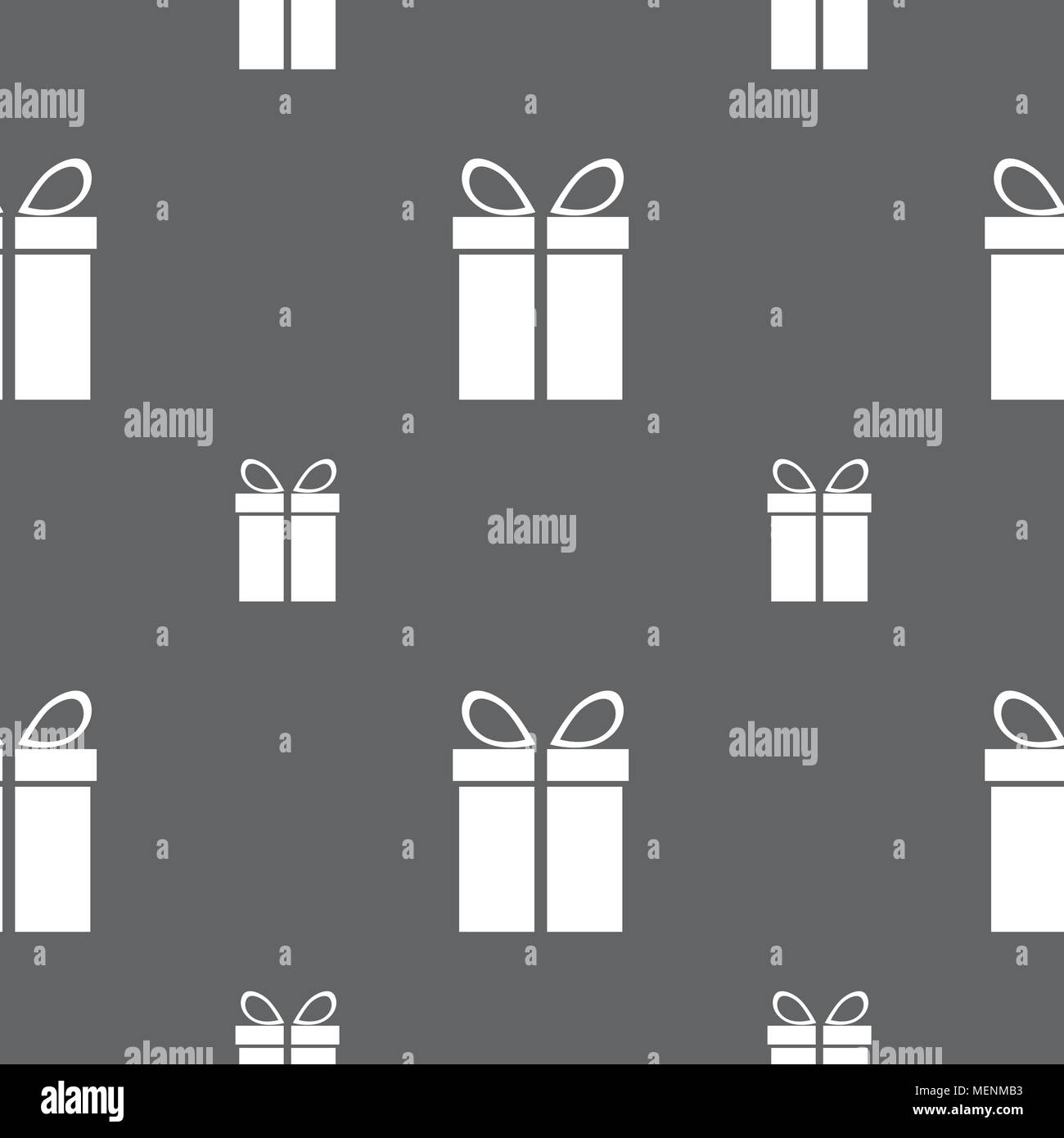 Gift box sign icon. Present symbol. Seamless pattern on a gray ...