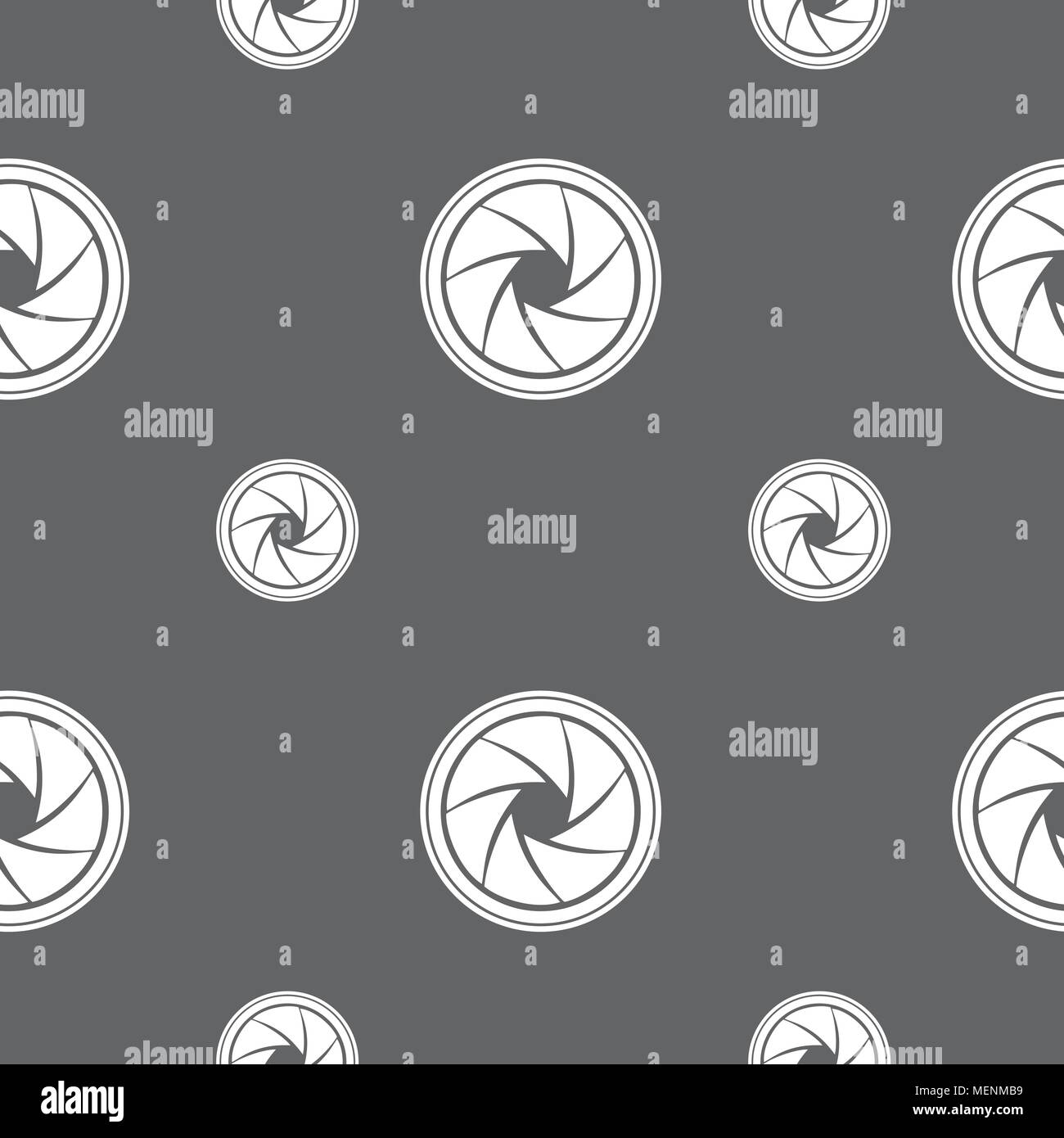 diaphragm icon. Aperture sign. Seamless pattern on a gray background ...