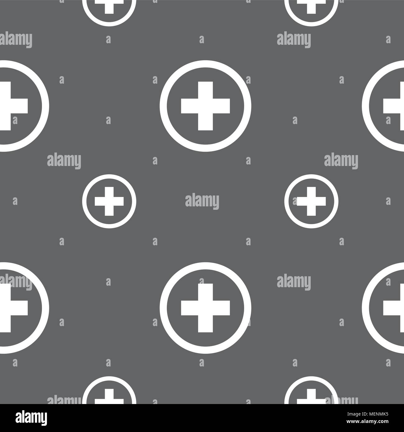 Plus sign icon. Positive symbol. Zoom in. Seamless pattern on a gray ...