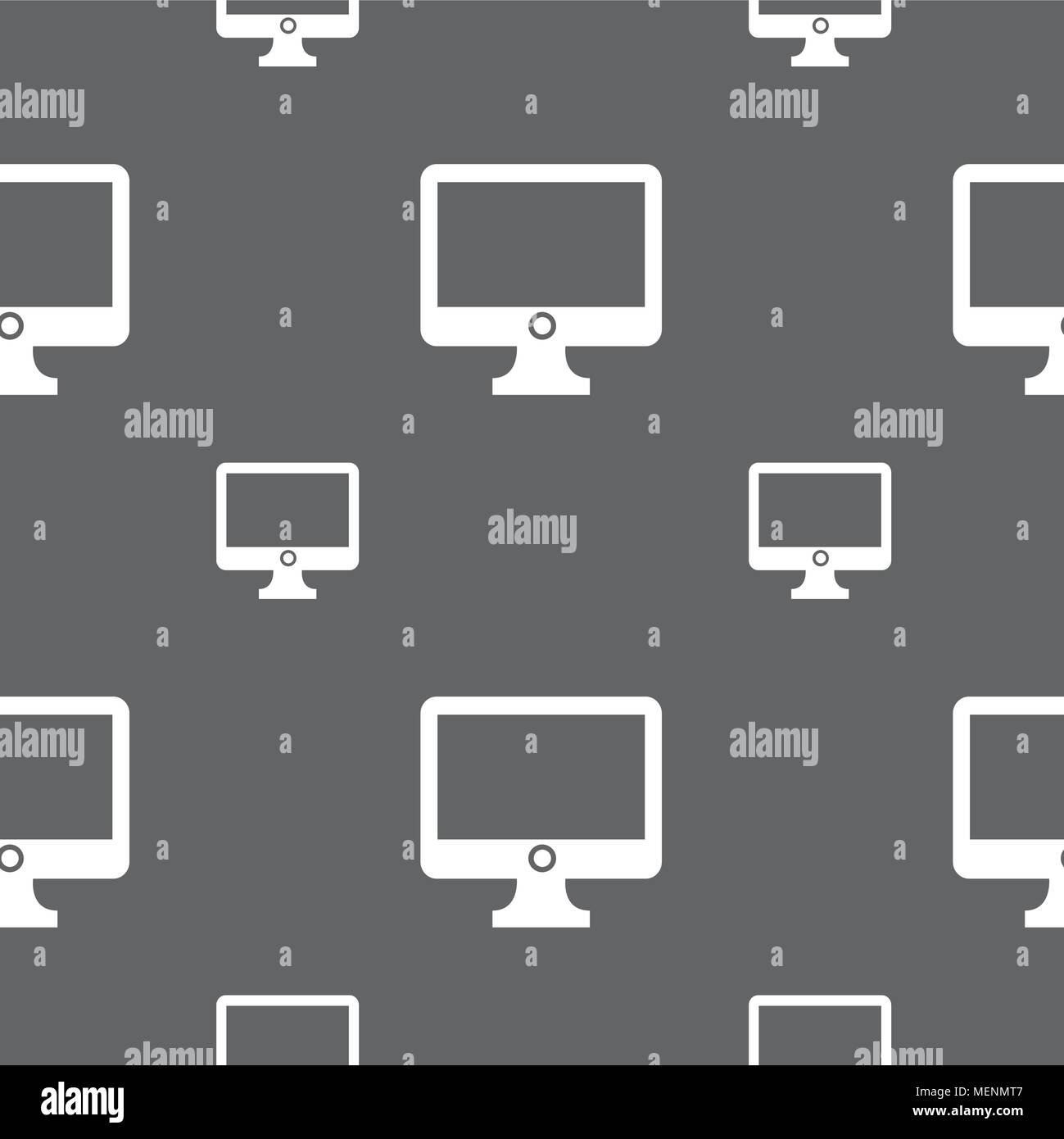 Computer widescreen monitor sign icon. Seamless pattern on a gray ...