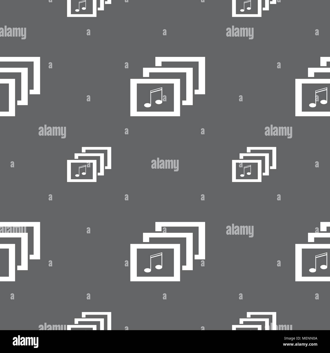Mp3 music format sign icon. Musical symbol. Seamless pattern on a gray ...
