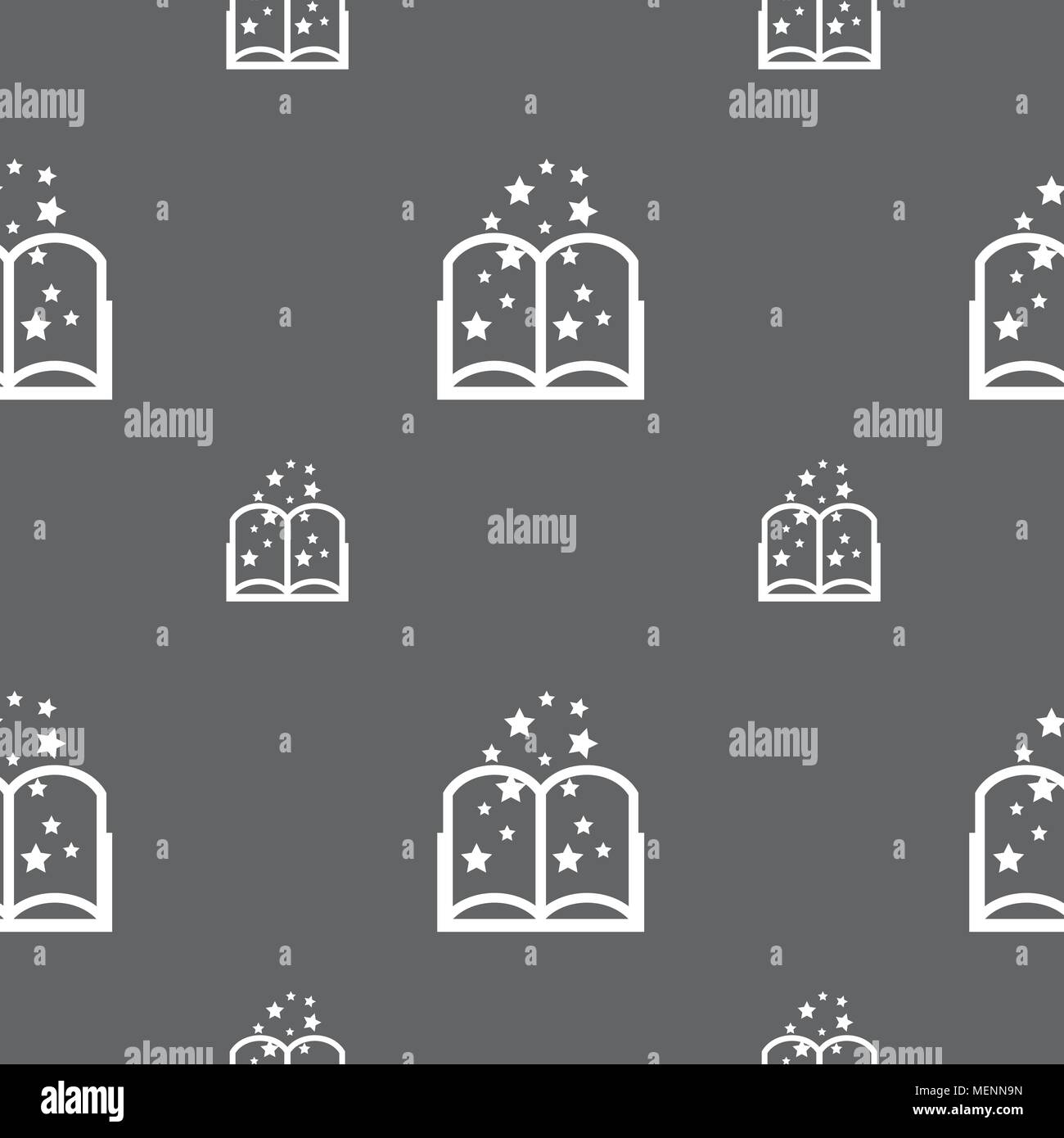 Magic Book sign icon. Open book symbol. Seamless pattern on a gray ...