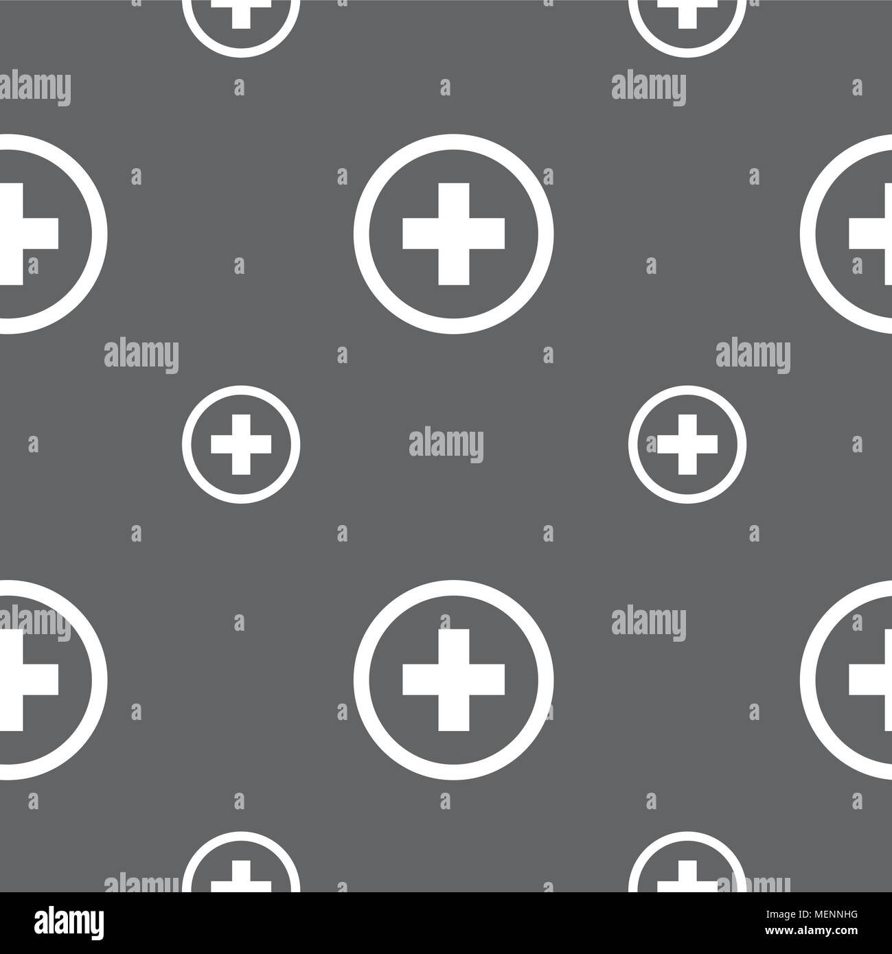 Plus, Positive, zoom icon sign. Seamless pattern on a gray background ...
